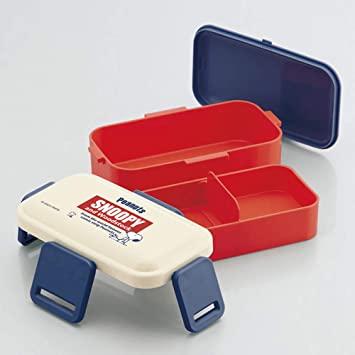 Skater Ag+ Antibacterial Fluffy 2 Tier Lunch Box 600ml Snoopy Retro Label Peanuts Made in Japan ...