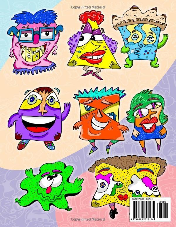 Buy 50 WACKY Doodle Characters: A Cartoon Coloring Book For All Ages ...