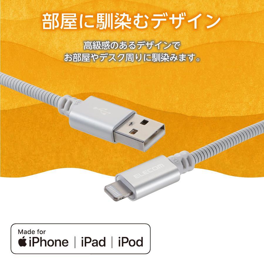 ELECOM Lightning Cable 1.5m (Lightning & USB-A) MFi Certified Stainless Steel Heavy Duty Cat Dog ...
