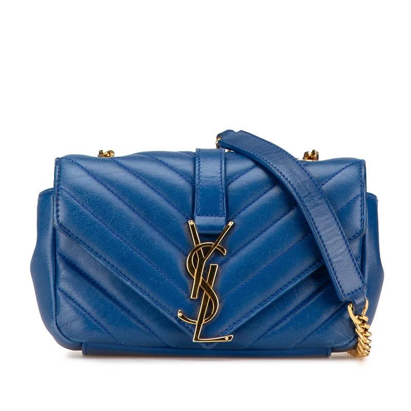 Pre-owned YSL Monogram Baby Chai Chain Shoulder Bag (399289) in Blue ...