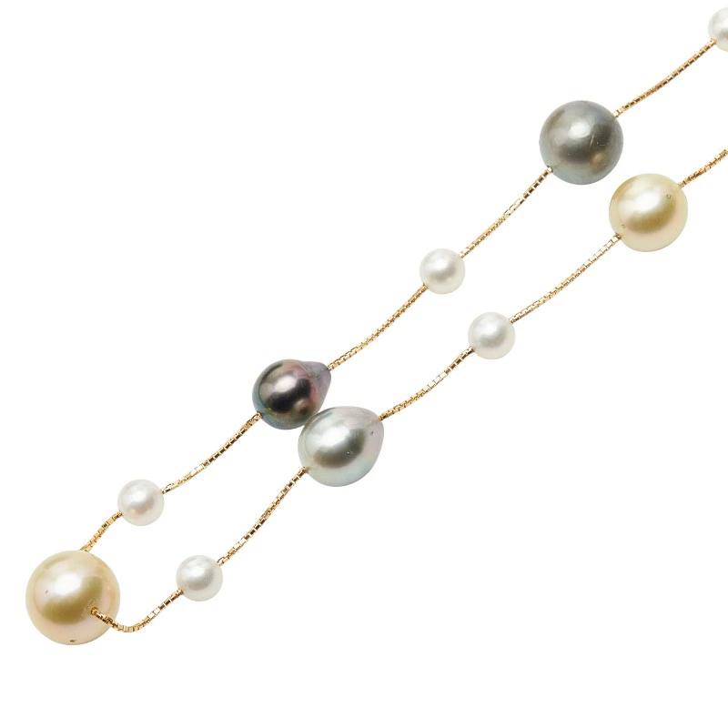Pre-owned TASAKI Gold Multicolor K18YG Yellow Gold Pearl Necklace with ...