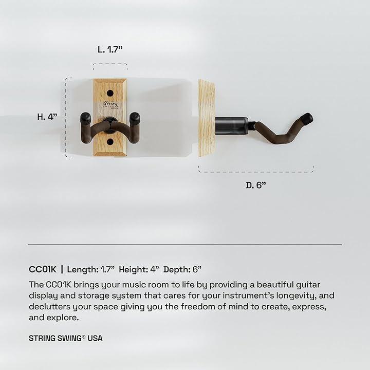 CC01K Guitar Hanger, Guitar Holder, Wall Mount, Hardwood, Anti-Fall, Anti-Damage, Anti-Slip, for ...