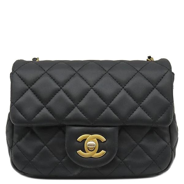 Chanel Mini Matelasse Shoulder Bag with Chain, Black Lambskin, Gold ...
