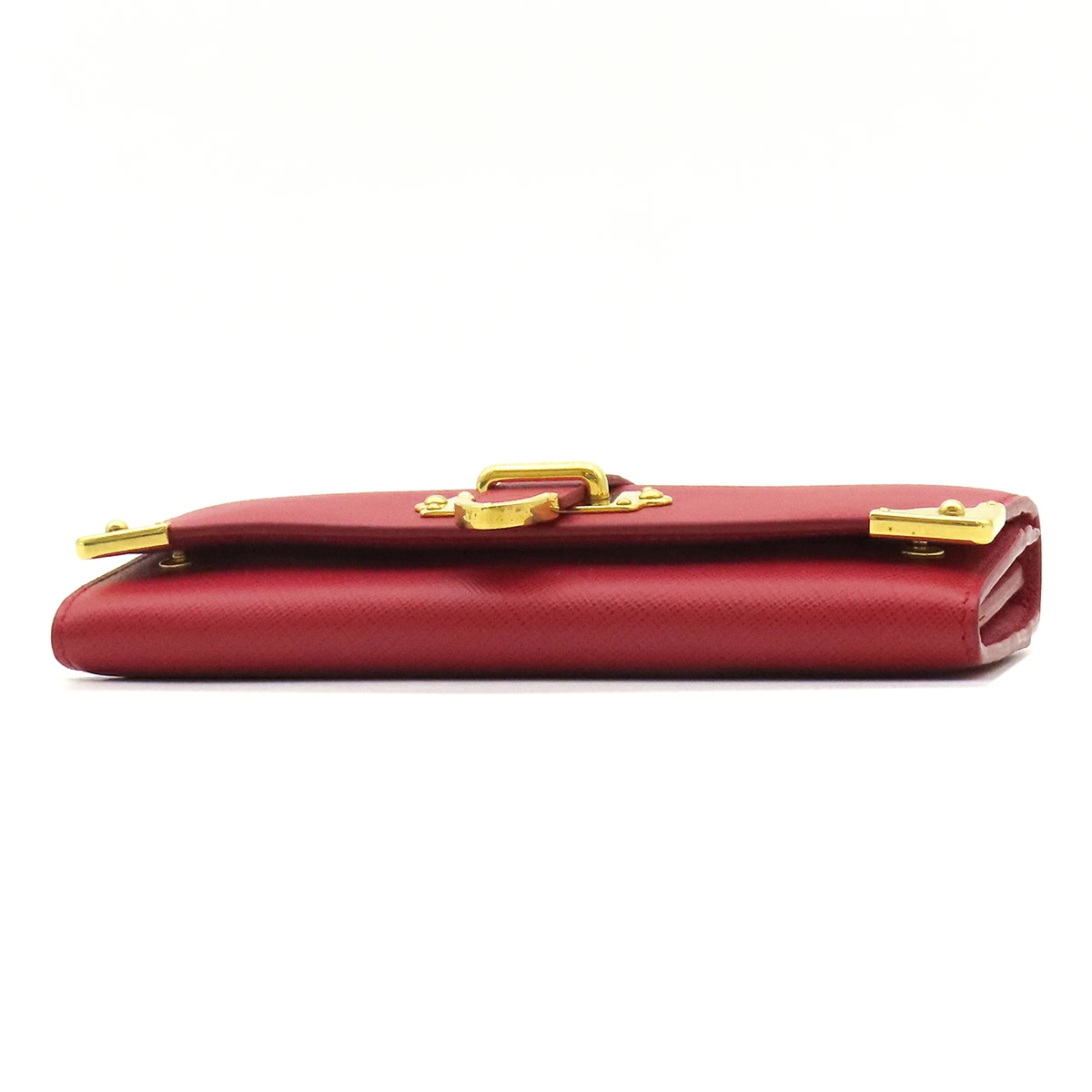 PRADA Cahier Long Wallet, Saffiano Leather FUOCO with Gold Hardware ...