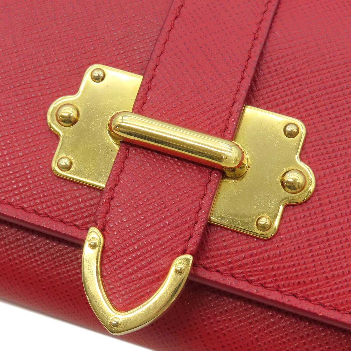 PRADA Cahier Long Wallet, Saffiano Leather FUOCO with Gold Hardware ...