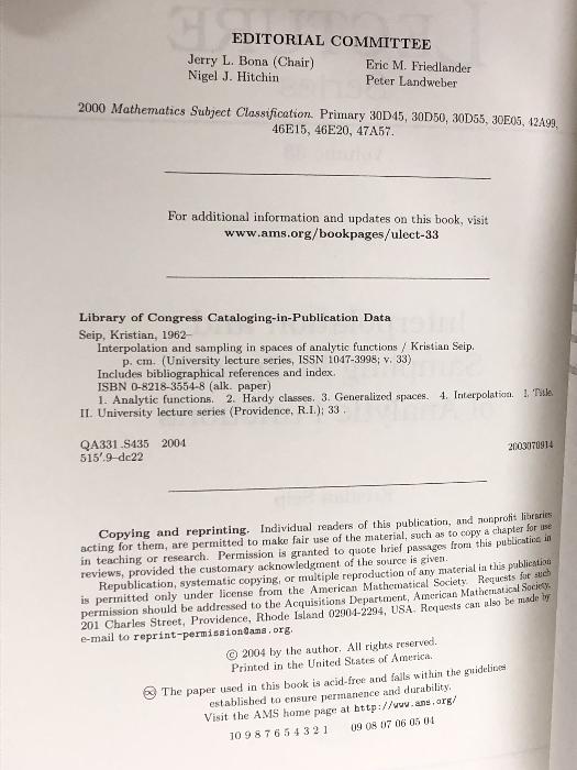 除籍本 Interpolation and Sampling in Spaces of Analytic Functions (University Lecture Series, 33 ...