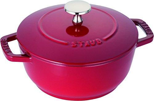 Staub Wa-NABE Cherry S 16cm Double-Handled Cast Iron Enamel Pot, 1-Cup ...
