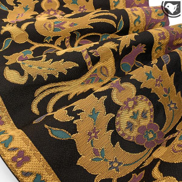 Nishijin Woven Obi Kobo Tanaka Made Persian Bird Crest Black Pure Silk ...
