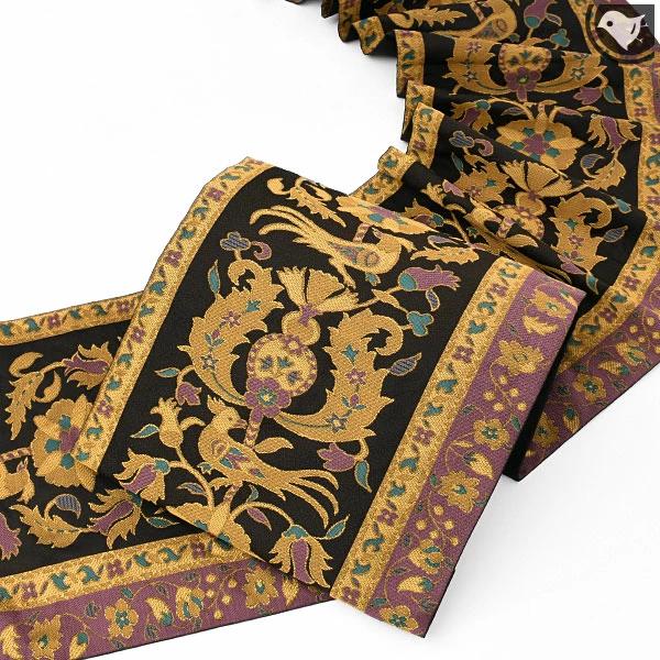 Nishijin Woven Obi Kobo Tanaka Made Persian Bird Crest Black Pure Silk ...