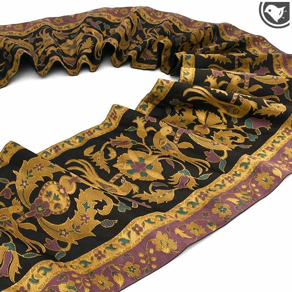 Nishijin Woven Obi Kobo Tanaka Made Persian Bird Crest Black Pure Silk ...