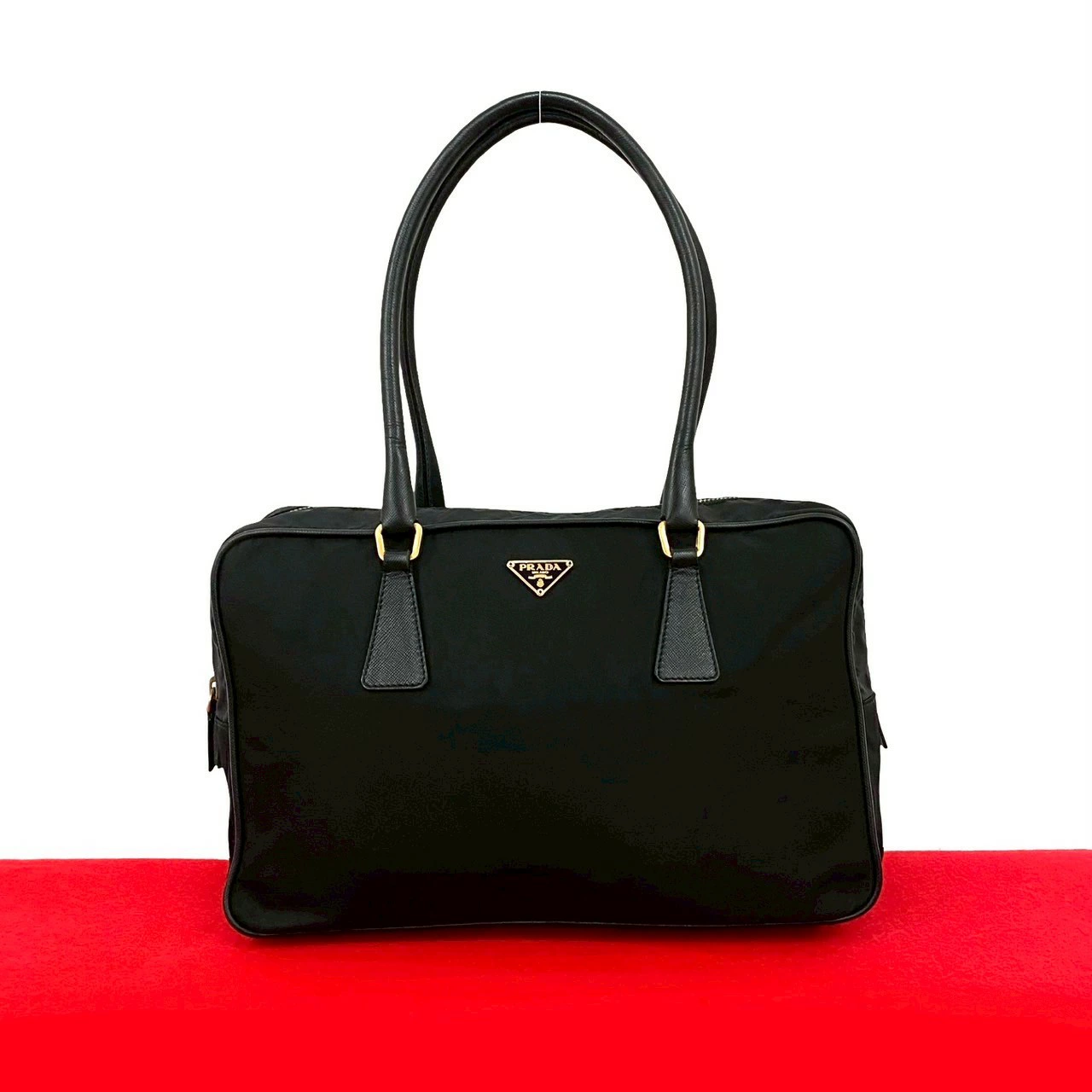 Excellent condition PRADA triangle logo metal hardware Tessuto nylon ...