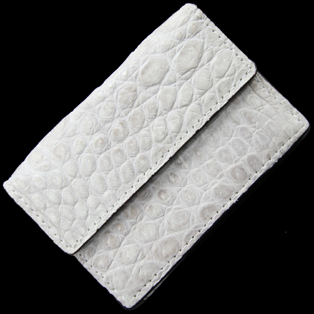 Himalayan Crocodile Tri-fold Wallet in Ivory. Brand New, Unused. Compact Mini Alligator Exotic ...